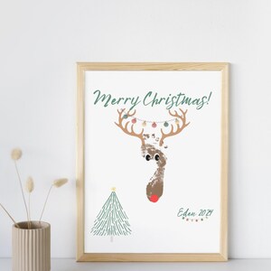 Merry Christmas Reindeer Footprint Craft, Printable Footprint Craft ...