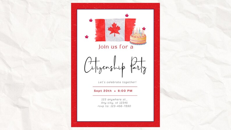 Citizenship Party Invitation Template • Canada Naturalization ...