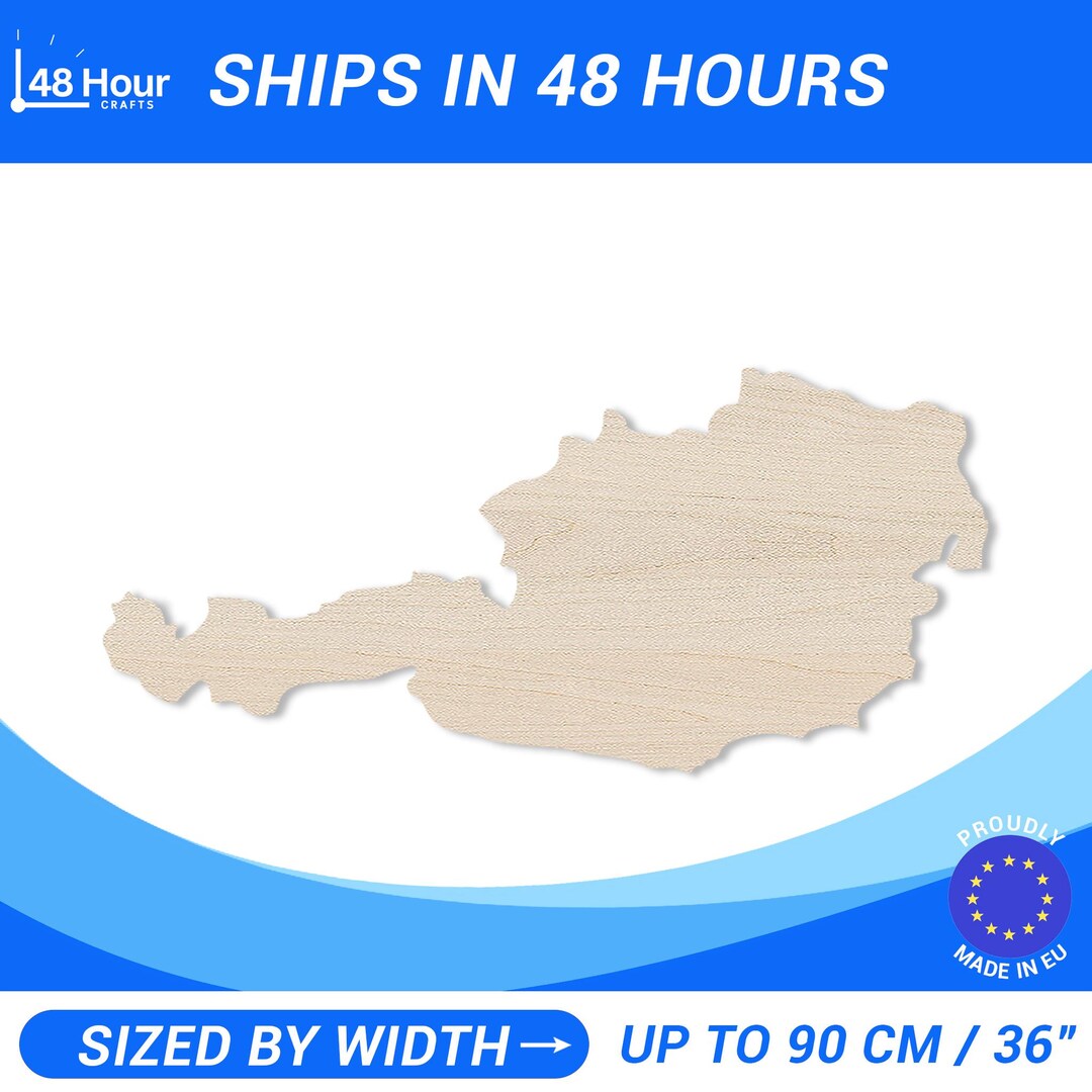 Wooden Austria Map Shape Custom Cut Baltic Birch Plywood Premium Wood ...