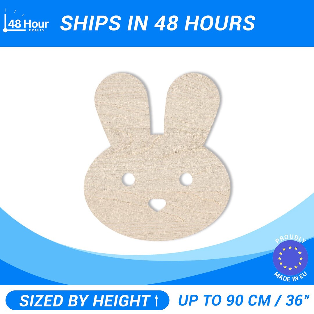 Wooden Rabbit Head Shape Custom Cut Baltic Birch Plywood Gift for Bunny ...