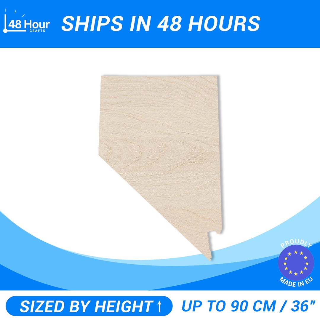 Wooden Nevada Map Shape Custom Cut Baltic Birch Plywood Premium Wood ...