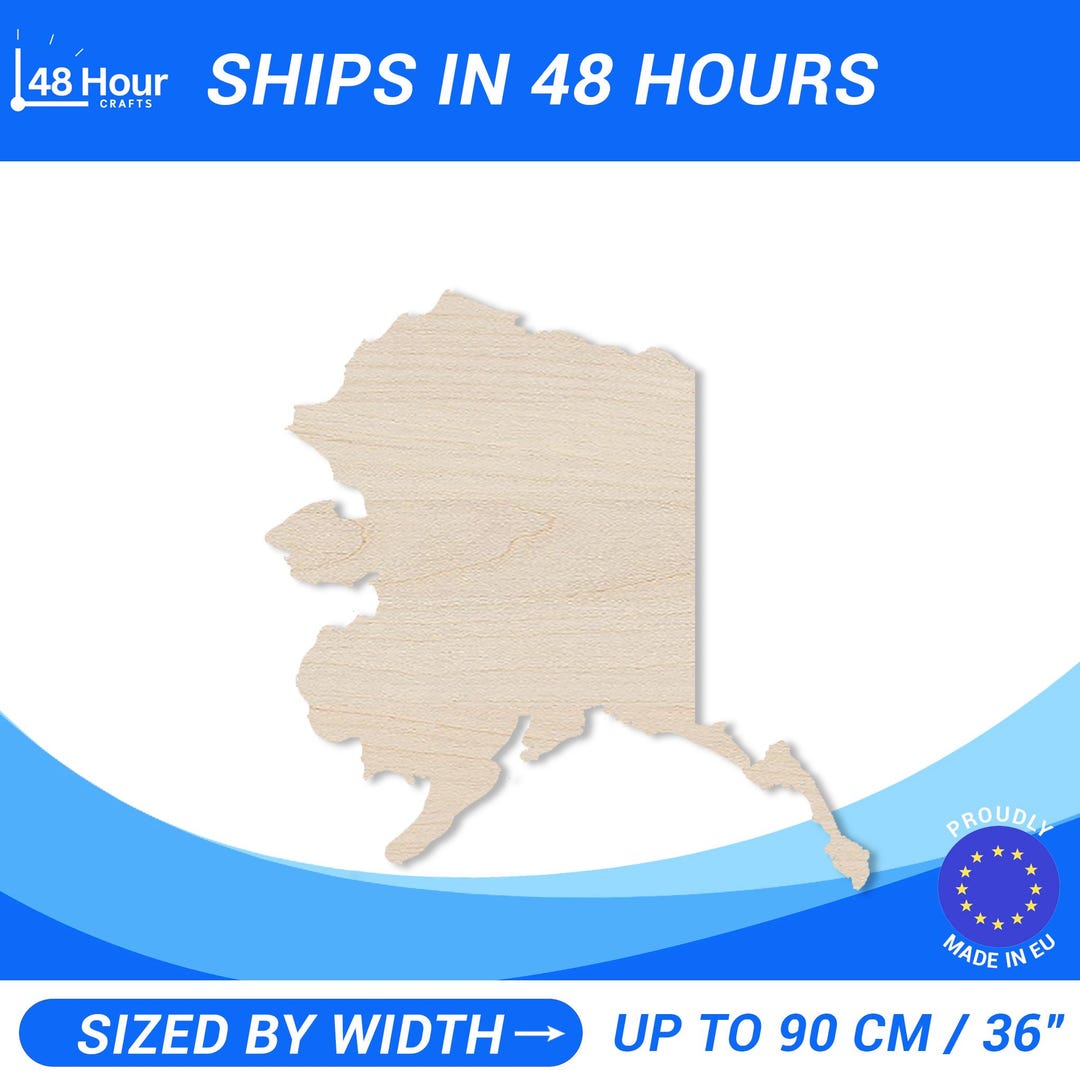 Wooden Alaska Map Shape Custom Cut Baltic Birch Plywood Premium Wood ...
