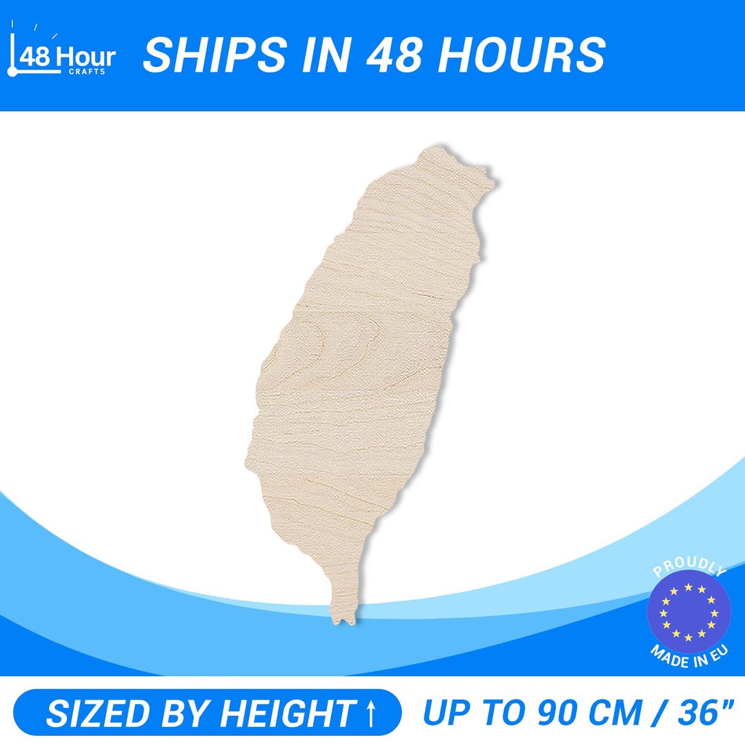 Wooden Taiwan Map Shape Custom Cut Baltic Birch Plywood Premium Wood ...