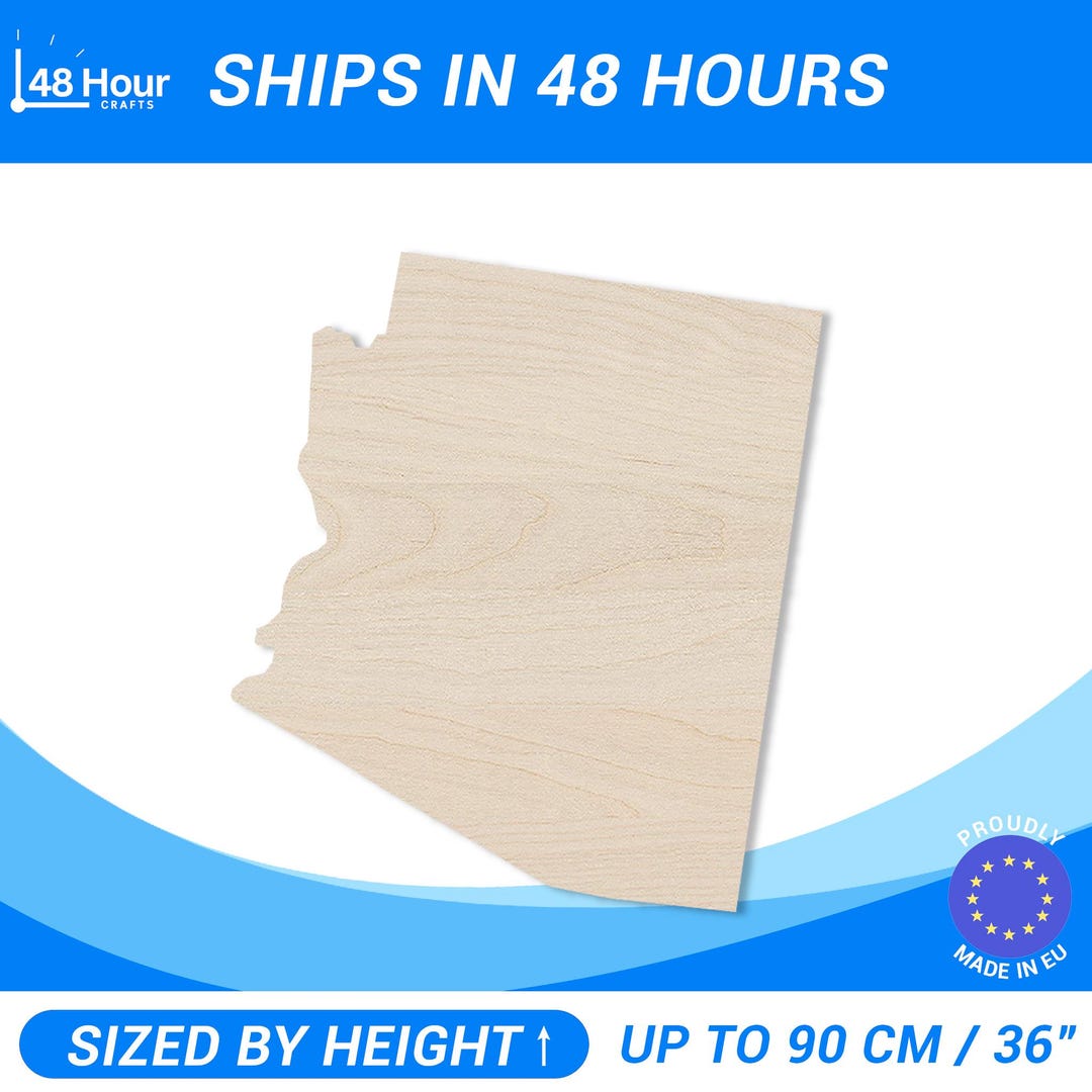 Wooden Arizona Map Shape Custom Cut Baltic Birch Plywood Premium Wood ...