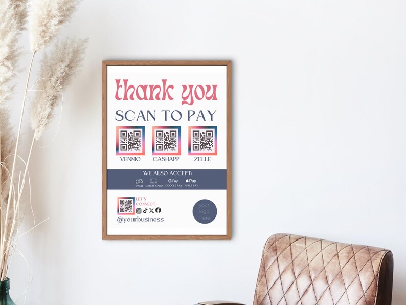 Editable QR Code Sign for Small Business, Scan to Pay QR Code, Scan to ...