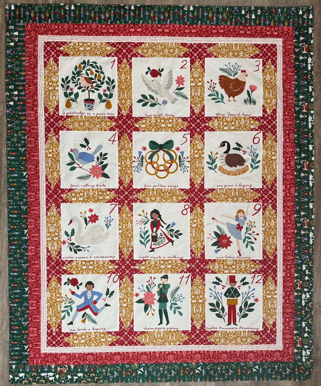 12 Days of Christmas Quilt PATTERN AND PANEL Designed by Shannon Arnstein Featuring the Pear ...