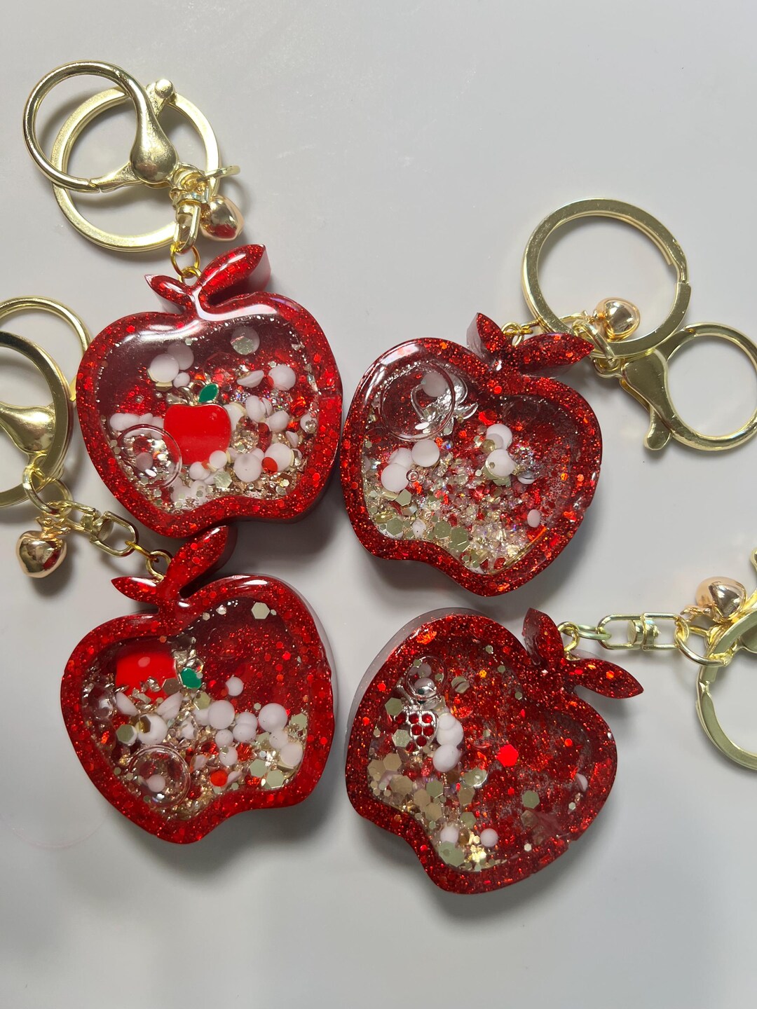 Apple Keychains (shakeable) (set of 4) - Etsy