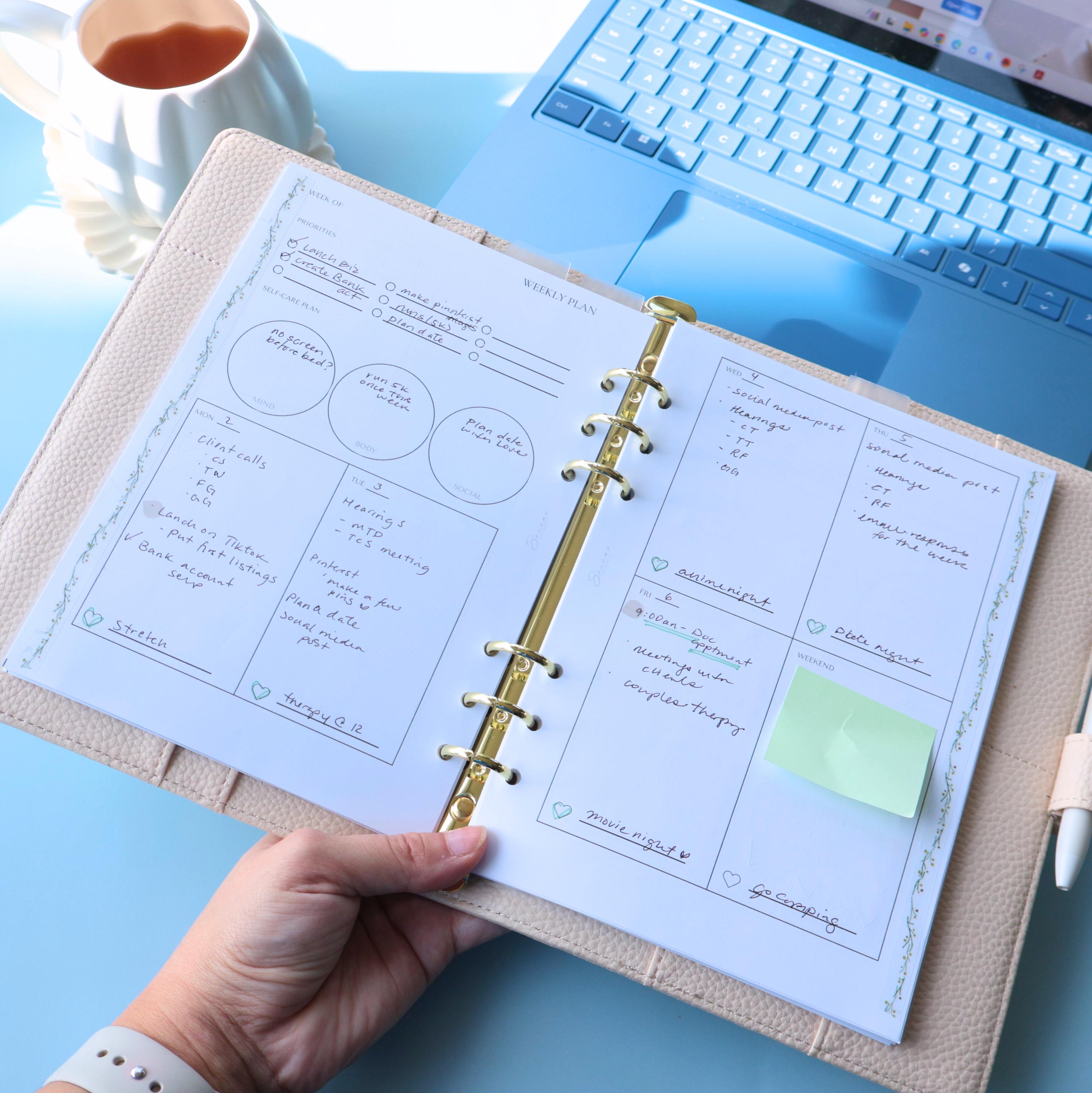 UNDATED Weekly Planner Insert | Productivity Planner Template | Weekly ...