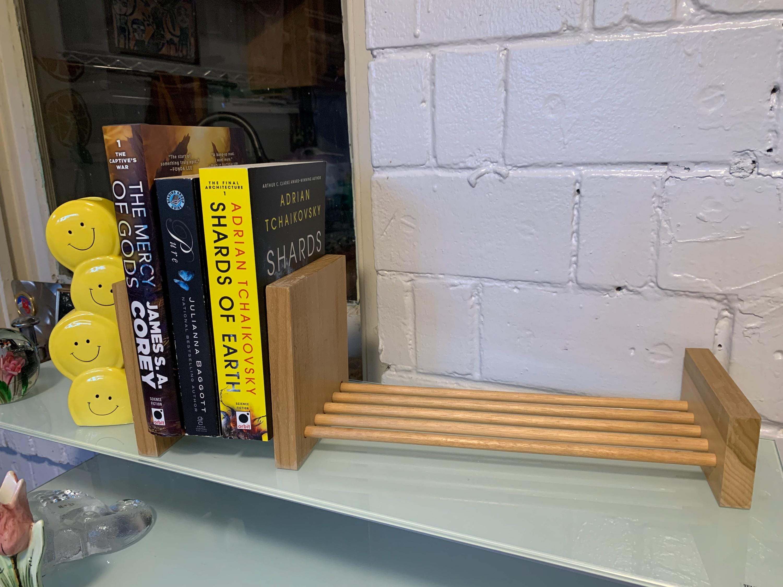 Vintage Sliding Wood Book Storage Rack Tabletop Adjustable Book Stand ...