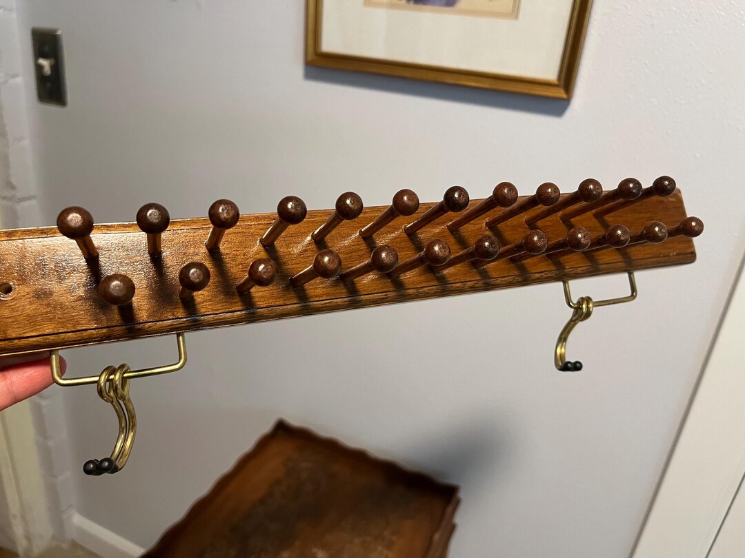 Vintage Wood Wall Mount Tie Rack Scarf/belt Hook - Etsy