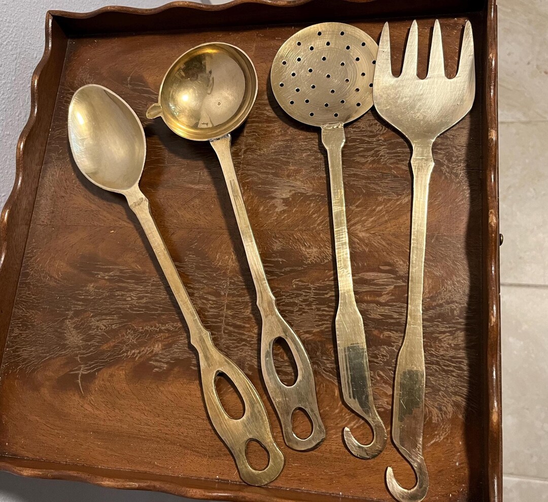 Set of 4 Vintage Brass Kitchen Utensils, for Use or Wall Display - Etsy