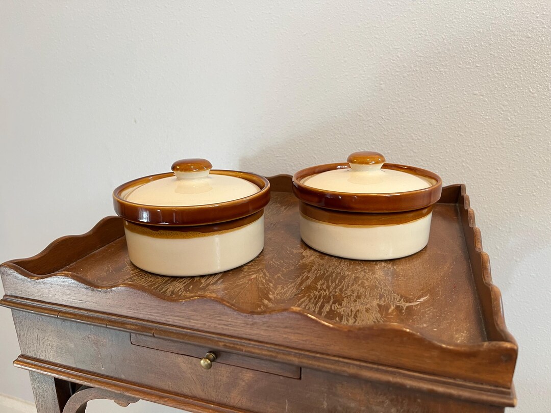 Set of 2 Vintage 1970s T.G. Green Beeline Lidded Stoneware Soup Crocks ...
