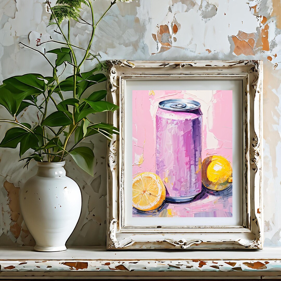 Cute Pink Soda Can Still Life Preppy Pink Digital Download Art Print ...