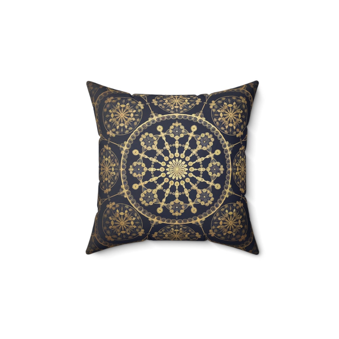 Interlocking Circles & Patterns Mandala Pillow - Etsy