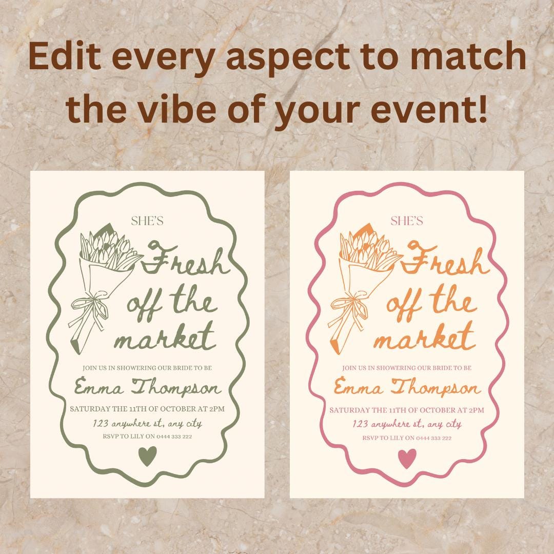 She's off the Market Bridal Shower Invitation Template - Farmers Market ...