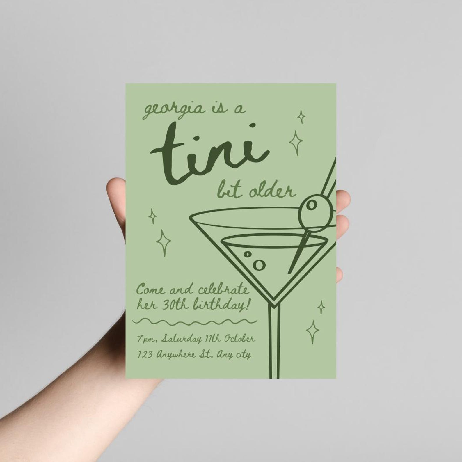 Editable Cocktail Birthday Invite - A Tini Bit Older Party Invitation ...