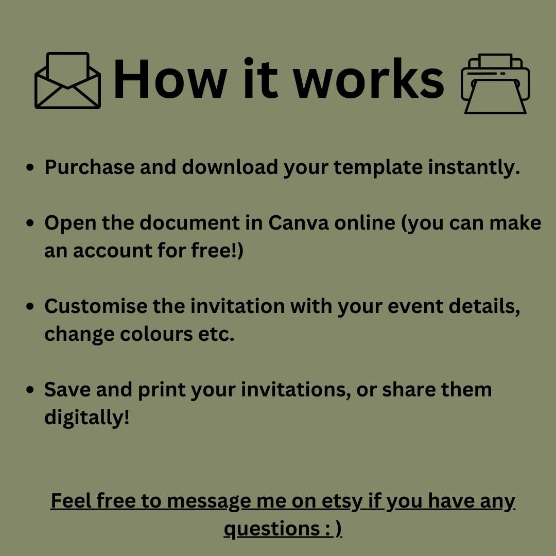 Dinner Party Invitation Menu Template Editable Illustrated Invitation ...