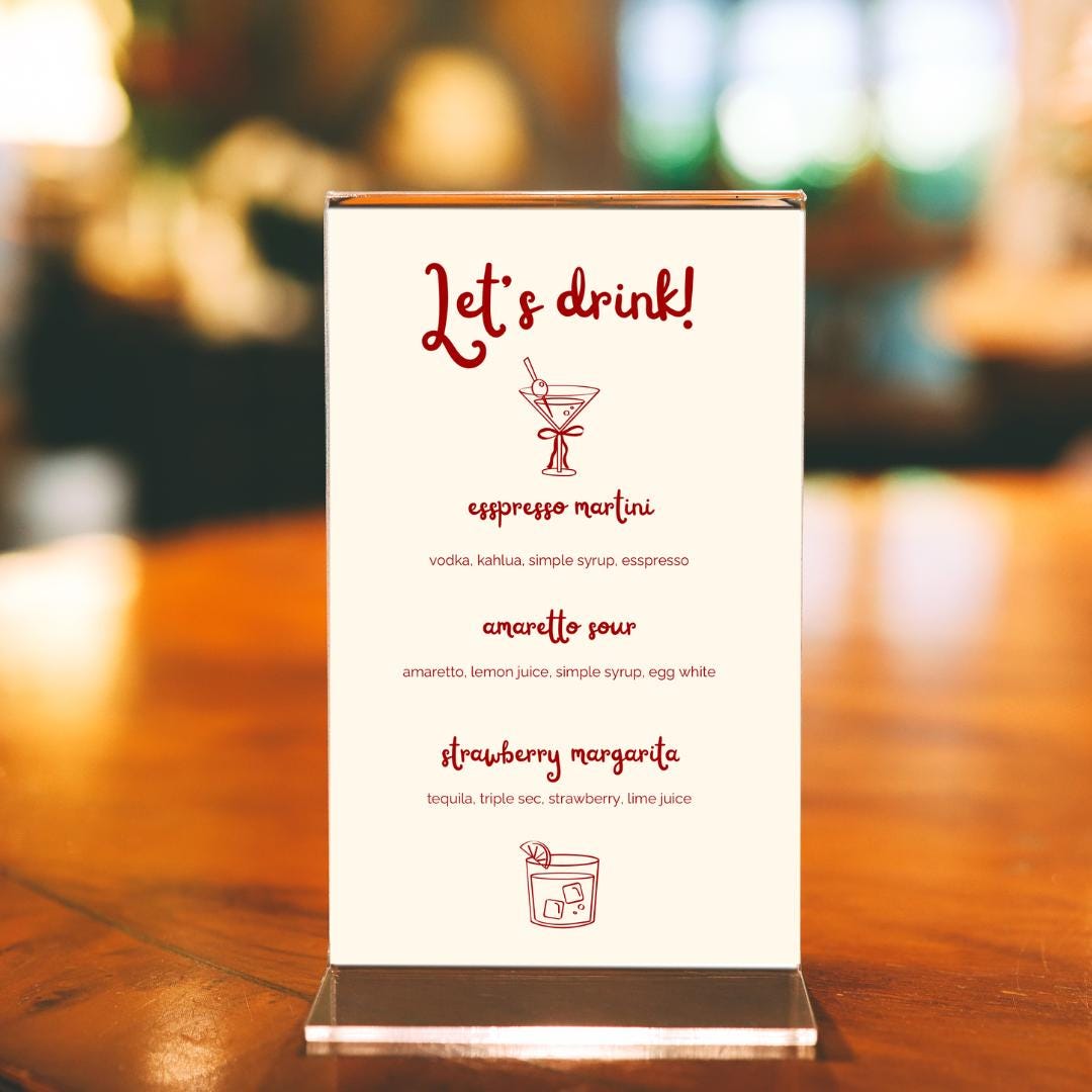 Editable Cocktail & Dinner Menu Template Printable Menu Template ...