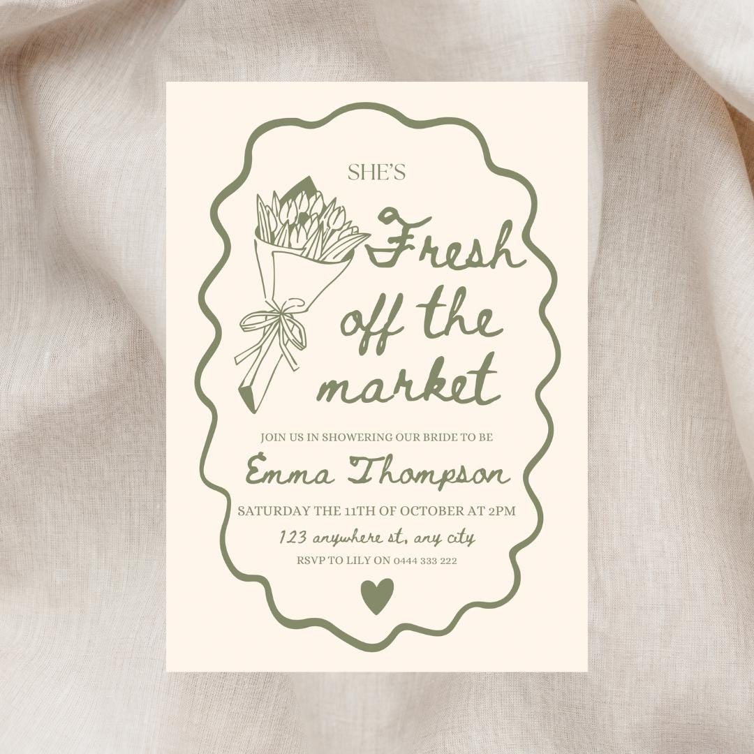 She's off the Market Bridal Shower Invitation Template - Farmers Market Theme - Fresh off the ...