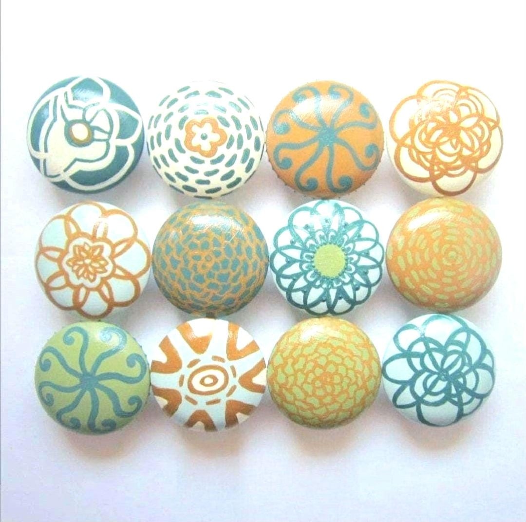 Hand-painted Wood Drawer Knob: Boho Collection #1 - Etsy