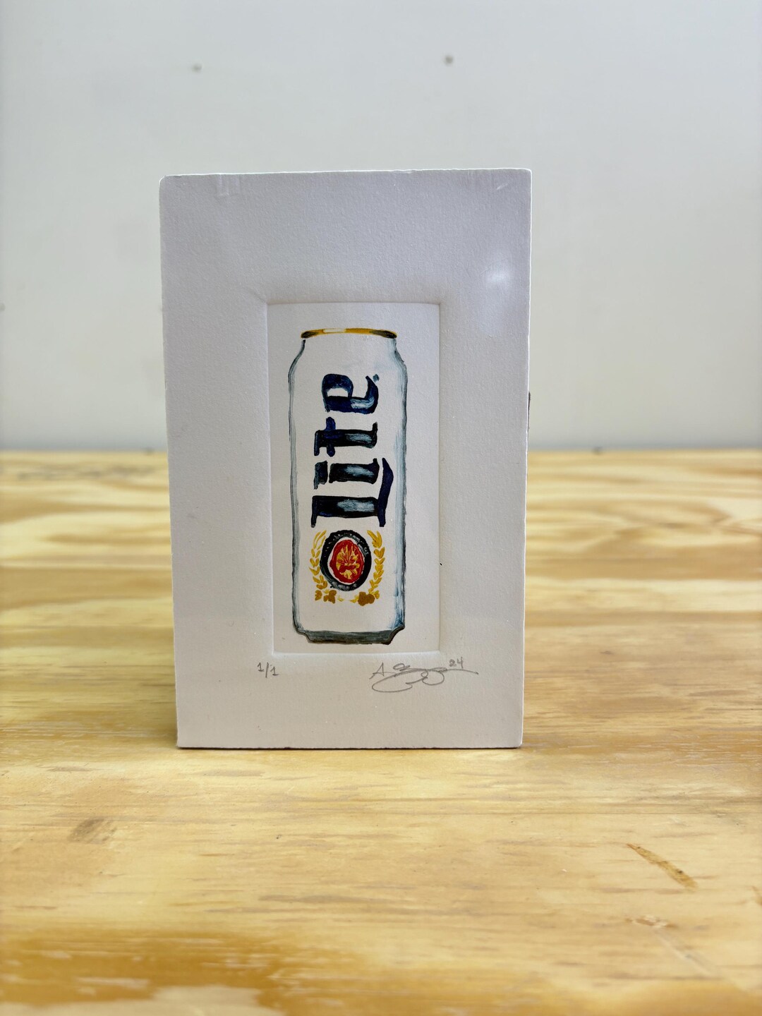 Miller Lite - Original Monotype Print Monoprint - Domestic Beer Can on ...