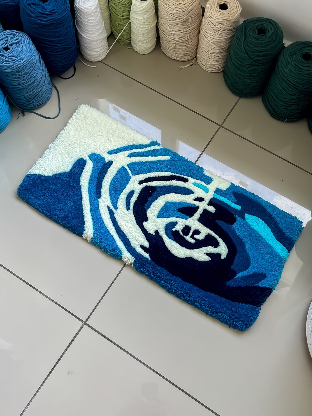 Blue Water Droplet Rug Ripples Custom Rugs Cut Pile Non-slip Backing - Etsy