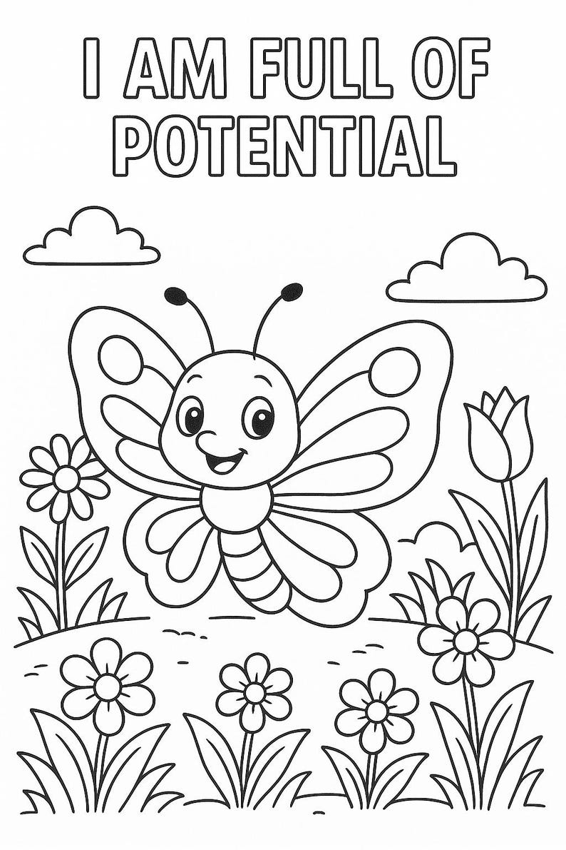 Volume 2 - Set of 20 Coloring Pages for Kids. Positive Affirmations ...