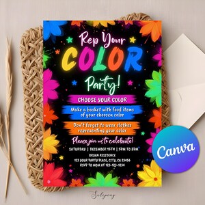 Color Party Invitation, Colour Splash Party Invitations, Coloring ...