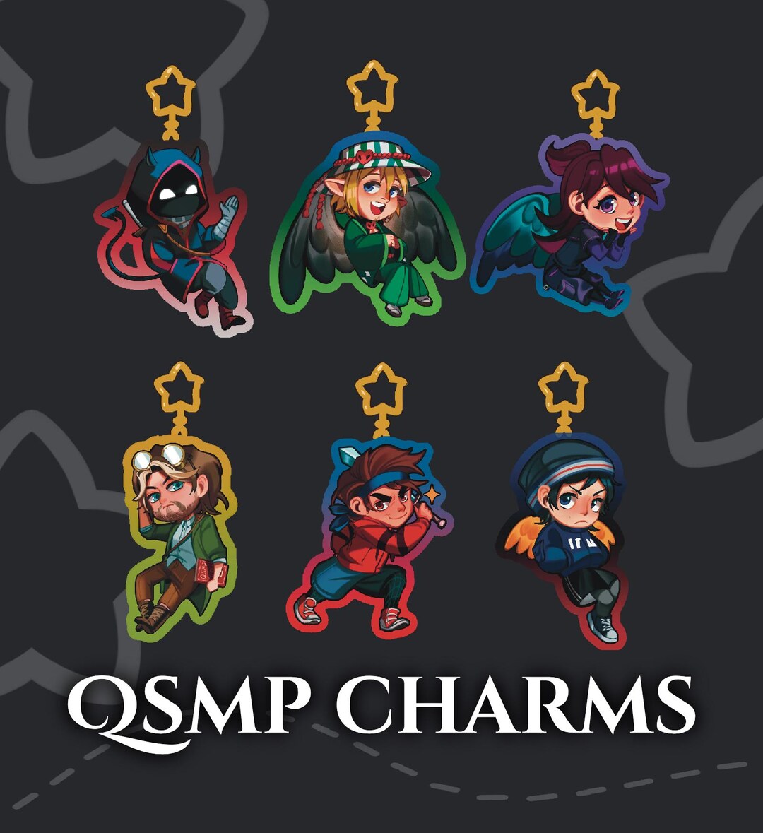 LAST CHANCE - QSMP Chibi Clear Acrylic Charms W/ Semi-transparent Acrylic - by Sage Felix - Etsy