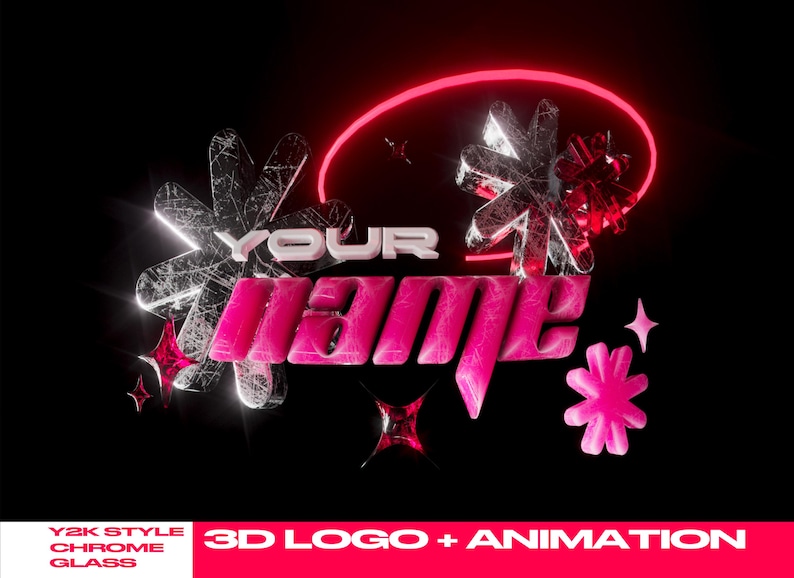 CUSTOM** 3D Animation + Logo Y2K Chrome / Youtube Intro, Twitch Intro ...
