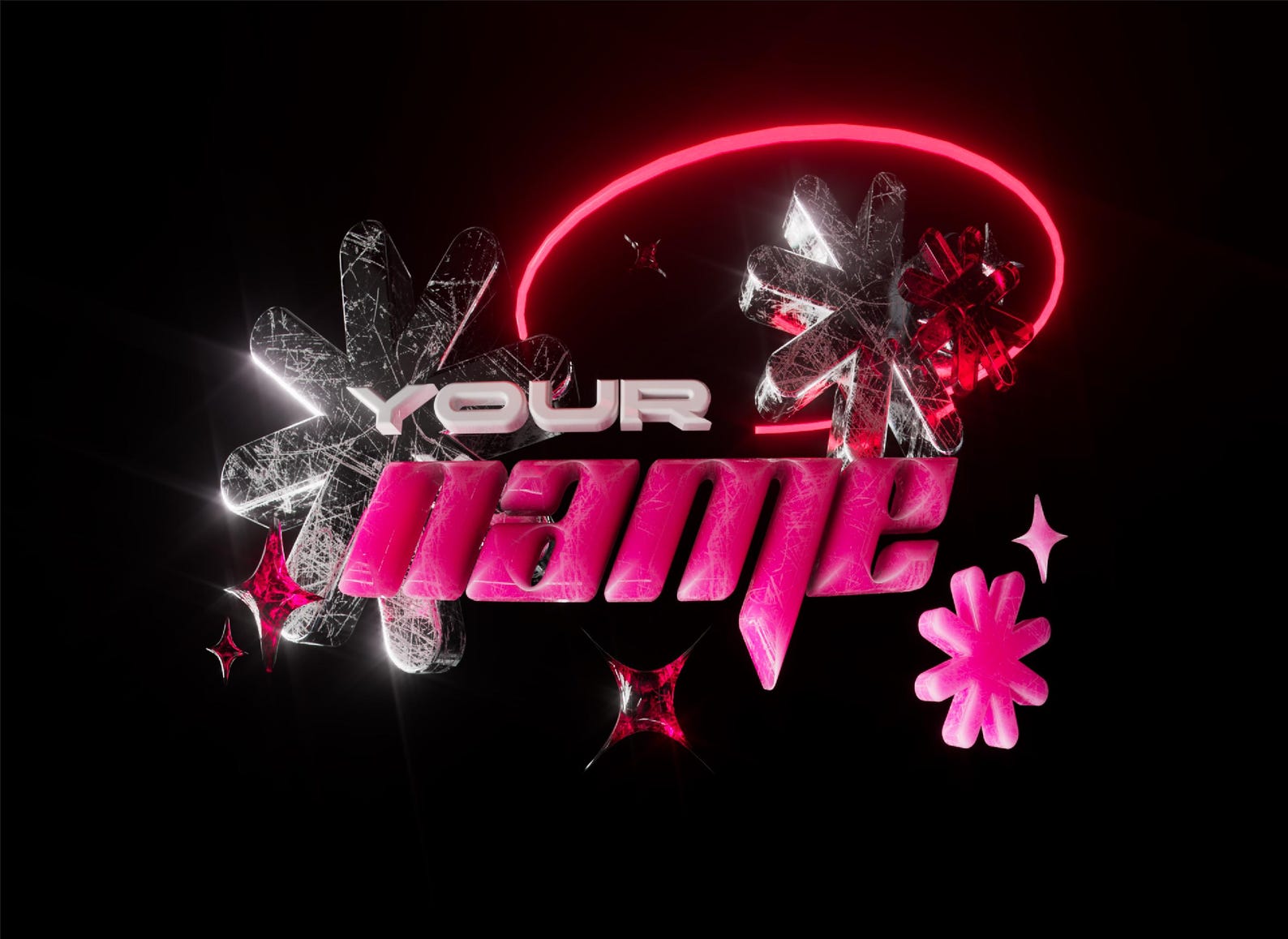 CUSTOM** Y2K Chrome 3D Logo + Animation + Poster / Futuristic Metallic ...