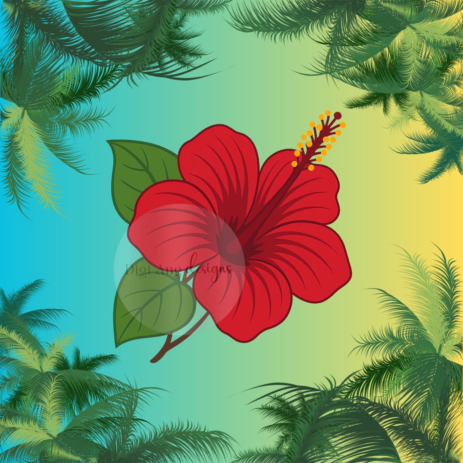 Flower Red Maga Watercolor Sublimation Digital Download PNG 300 Dpi ...