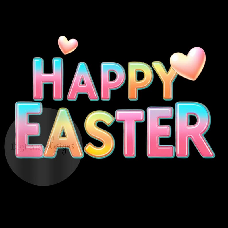 Happy Easter Hearts PNG Digital Download | 300 Dpi High-quality Easter ...