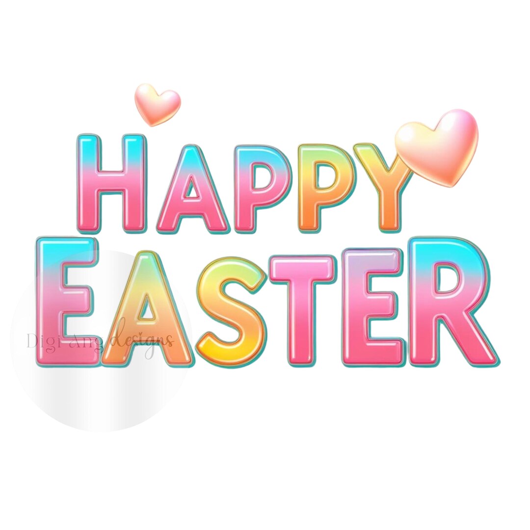Happy Easter Hearts PNG Digital Download | 300 Dpi High-quality Easter ...