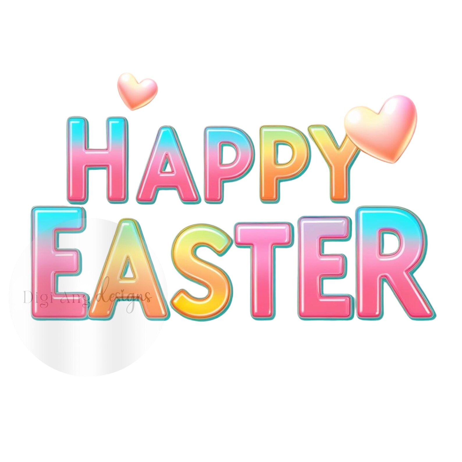 Happy Easter Hearts PNG Digital Download | 300 Dpi High-quality Easter ...