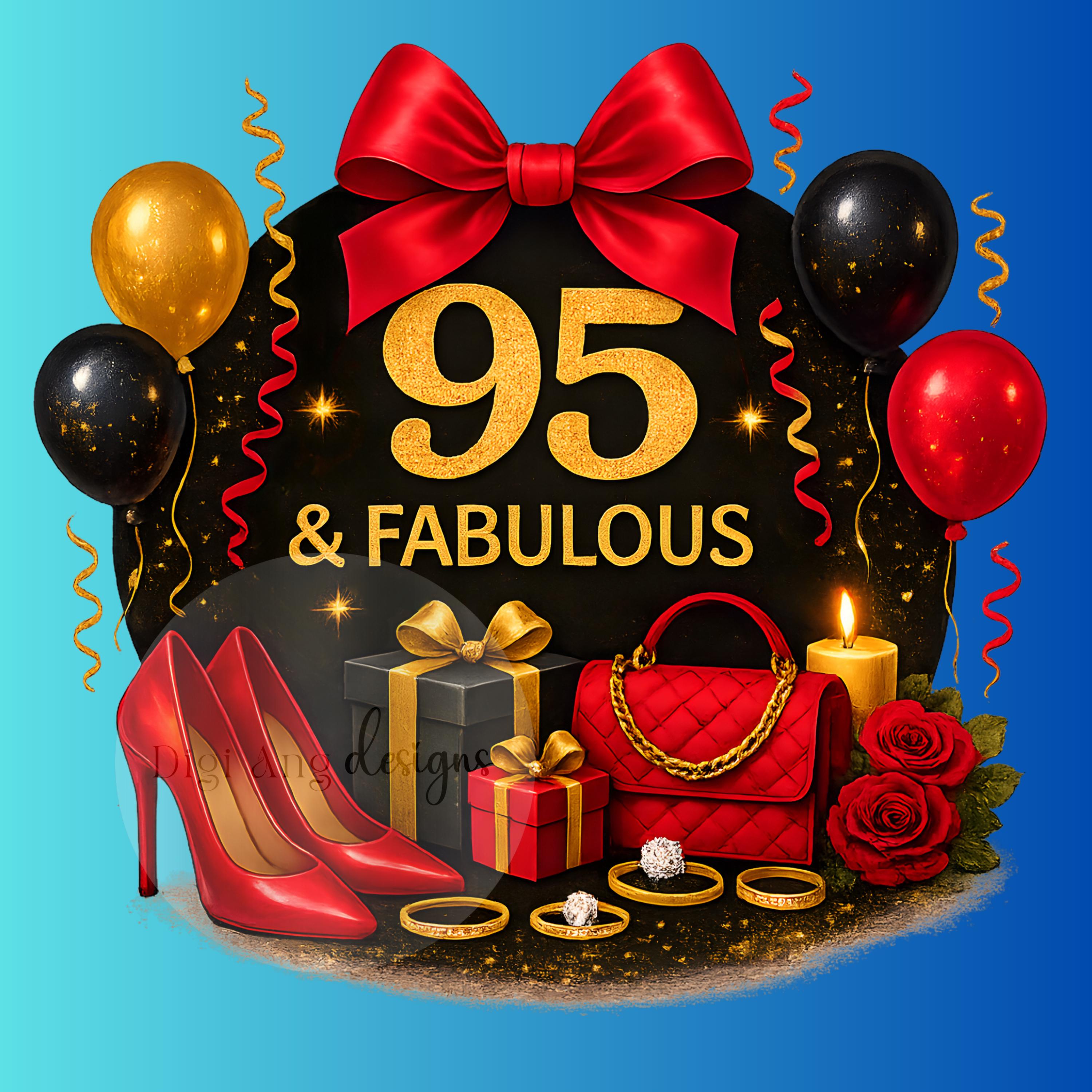95th Birthday Red Gold Balloons | Feliz Cumpleaños (digital Download ...