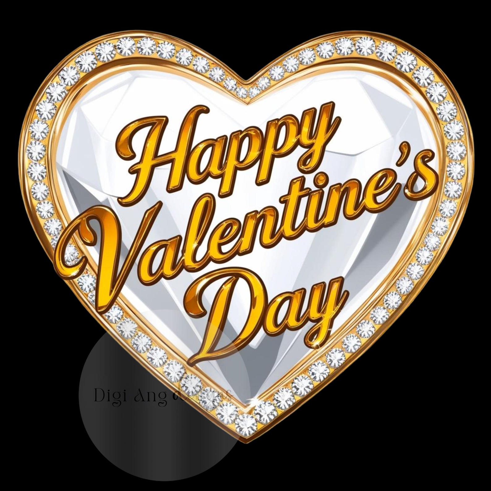 Happy Valentine's Day Gold Heart PNG Image - Sublimation Instant ...