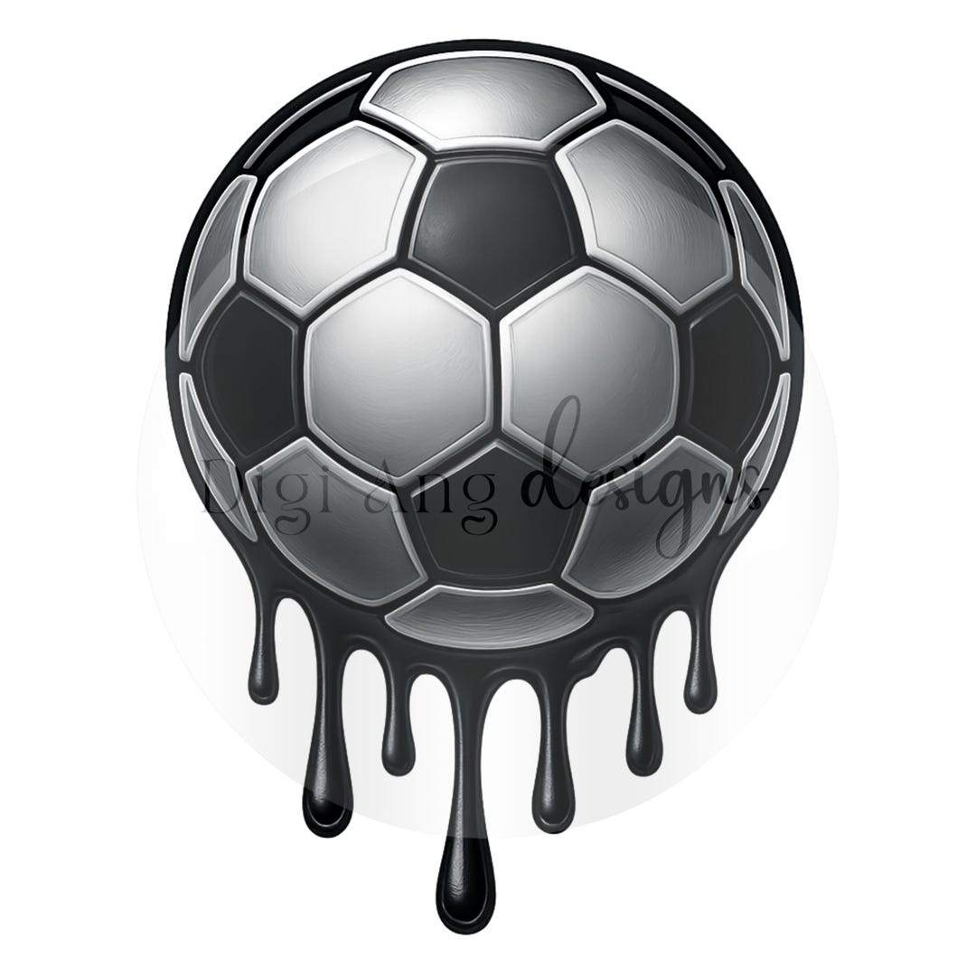 Soccer Ball Black Drip | 300 DPI PNG Watercolor Sublimation Instant ...