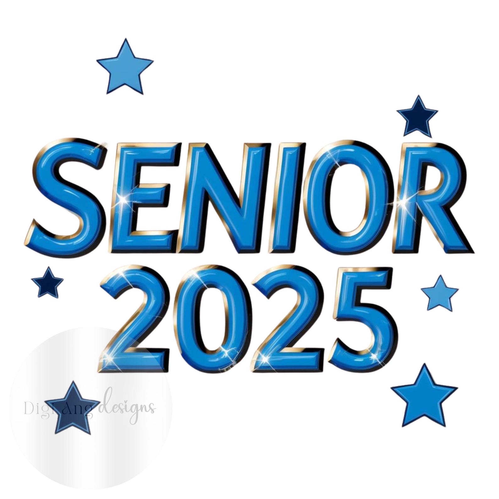 Senior 2025 Graduation Blue Gold Star Sublimation Digital Download PNG ...