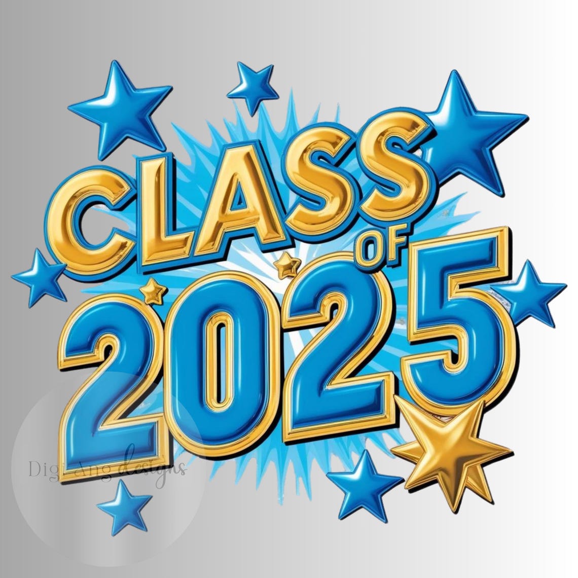 Senior 2025 Graduation PNG: Blue & Gold Star Design (digital Download ...