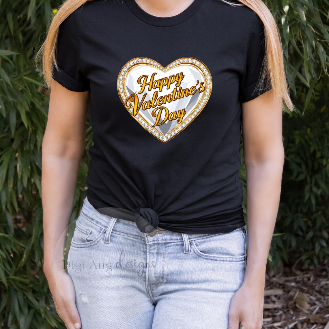 Happy Valentine's Day Gold Heart PNG Image - Sublimation Instant ...
