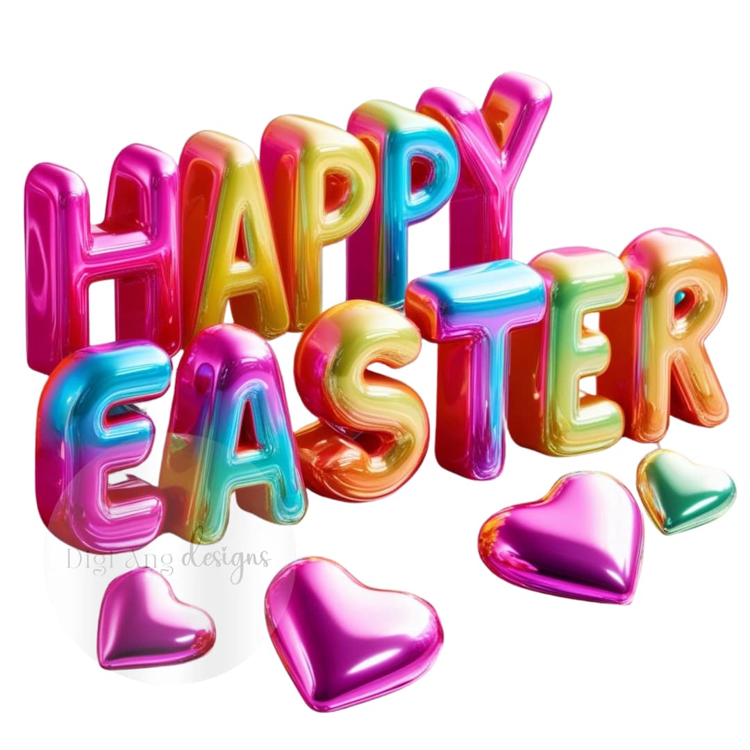 Easter Hearts PNG | Metallic Digital Download, 300 Dpi, High-quality ...