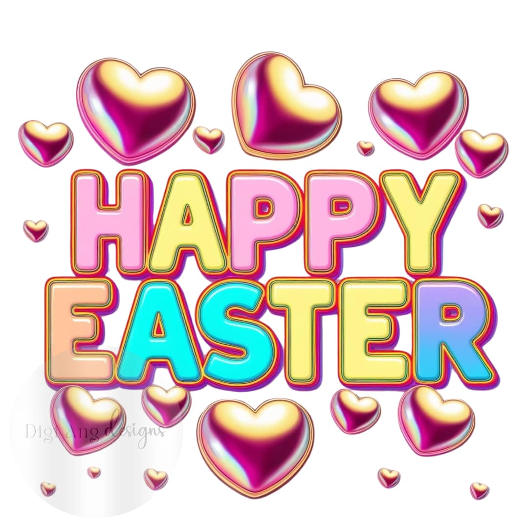Happy Easter Hearts PNG Digital Download | High-quality 300 Dpi For - Etsy