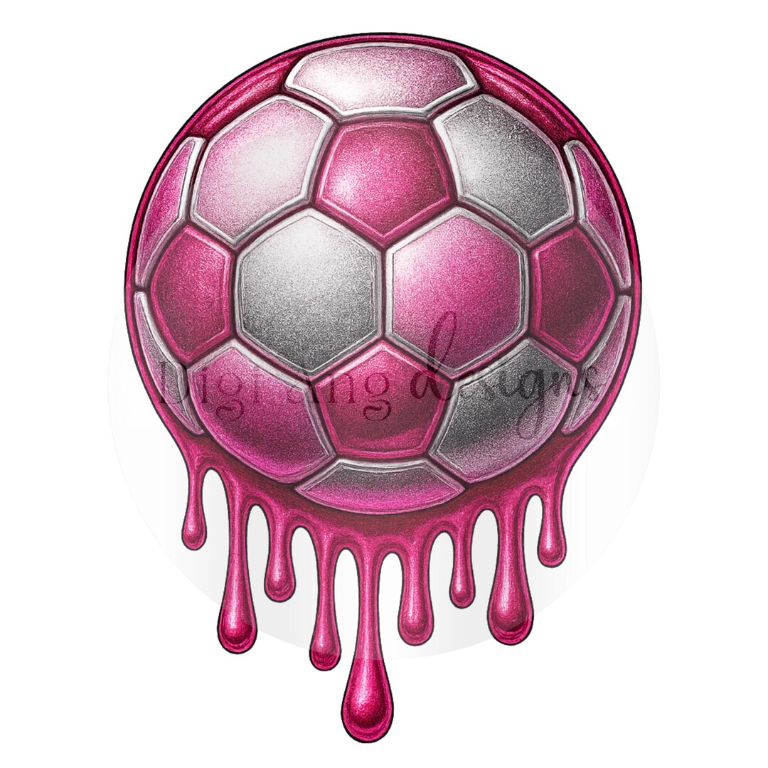 Soccer Ball Pink Drip | 300 DPI PNG Watercolor Sublimation Instant ...