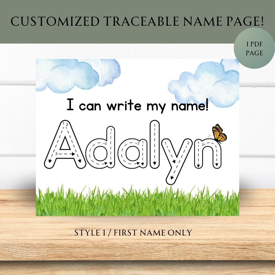 Custom Name Tracing Sheet Practice Handwriting Butterfly Worksheet ...