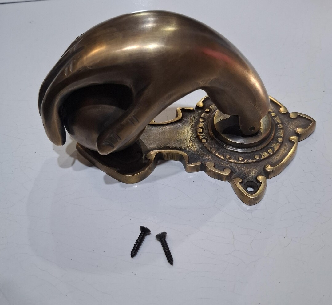 Handmade Antique Brass Door Knocker: Rustic Ball Handle, 14cm - Etsy