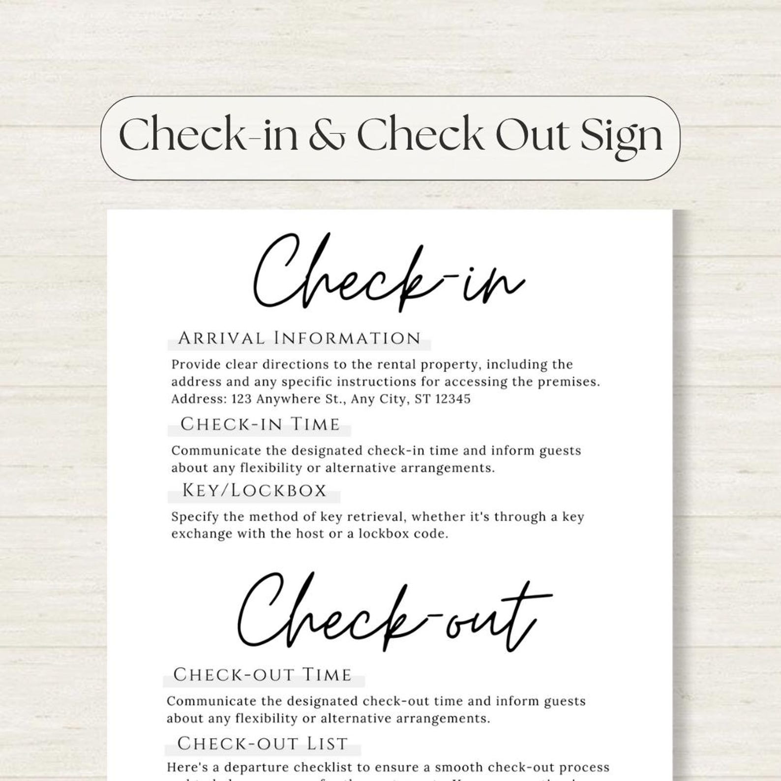 Editable Check in Check Out Airbnb, Printable Airbnb Template, Airbnb ...