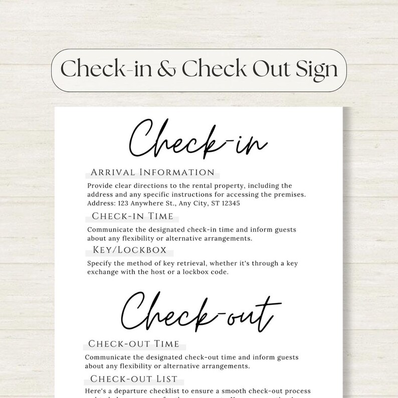Editable Check in Check Out Airbnb, Printable Airbnb Template, Airbnb ...