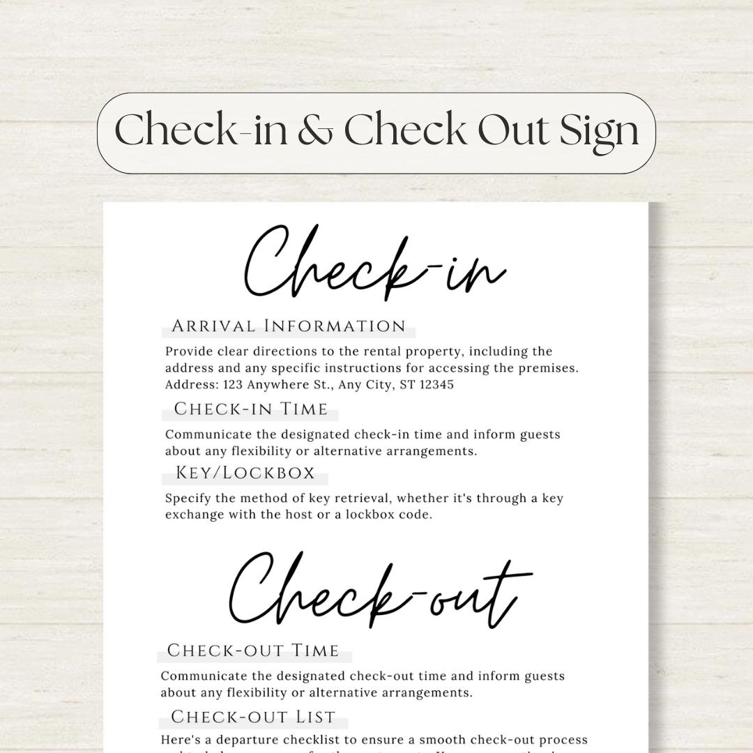Editable Check in Check Out Airbnb, Printable Airbnb Template, Airbnb ...