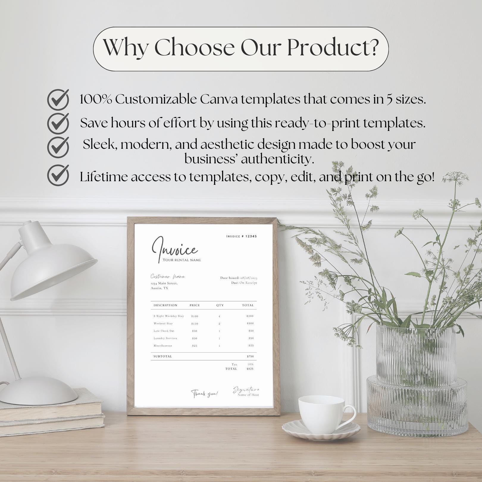 Editable Airbnb Invoice Template, Short Term Rental Invoice Template ...